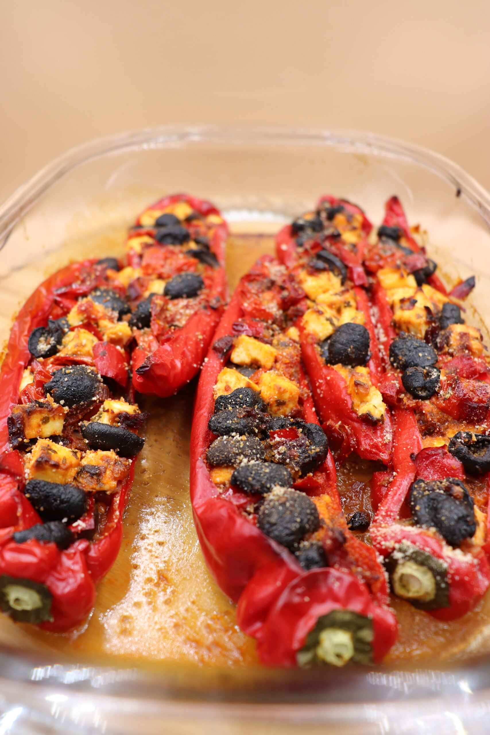 Sweet Red Peppers Stuffed with Feta & Olives - It's Food o'Clock